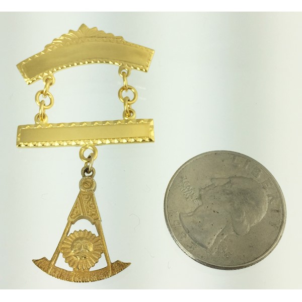 Masonic Past Master Jewel - 10kt gold - 2 bars for enraving