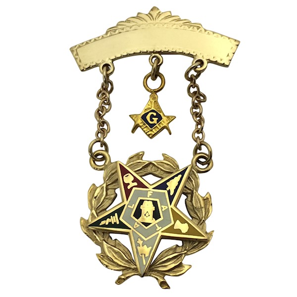 Eastern Star Past Matron / Patron 10K YG swinger jewel.