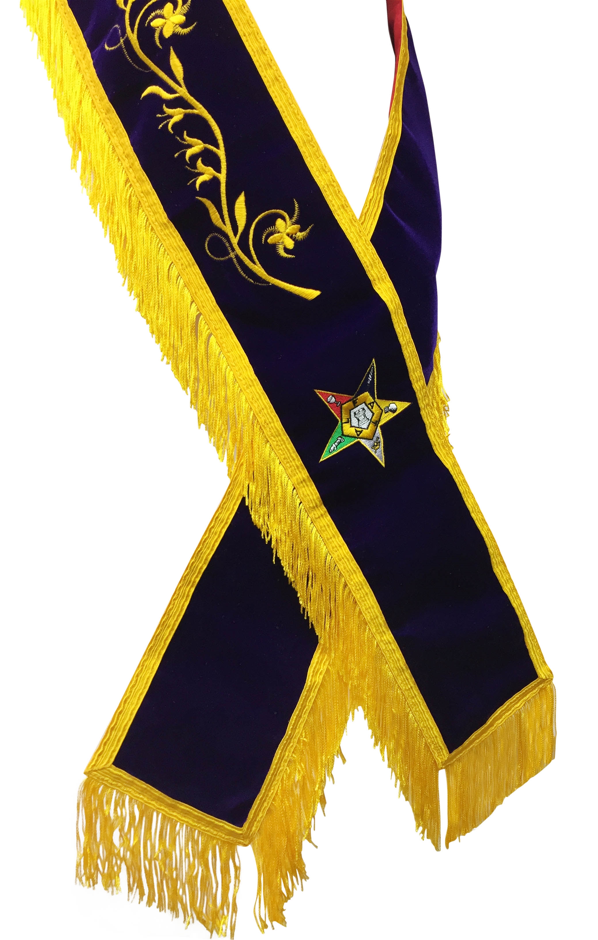 OES Past Matron velvet sash with vinework
