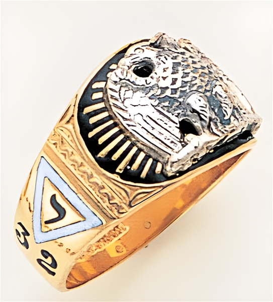 Gold 32 Degree Scottish Rite Ring - 3368 - Solid Back
