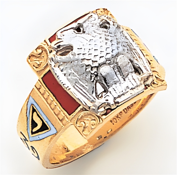 Gold 32 Degree Scottish Rite Ring - 3378 - Solid Back