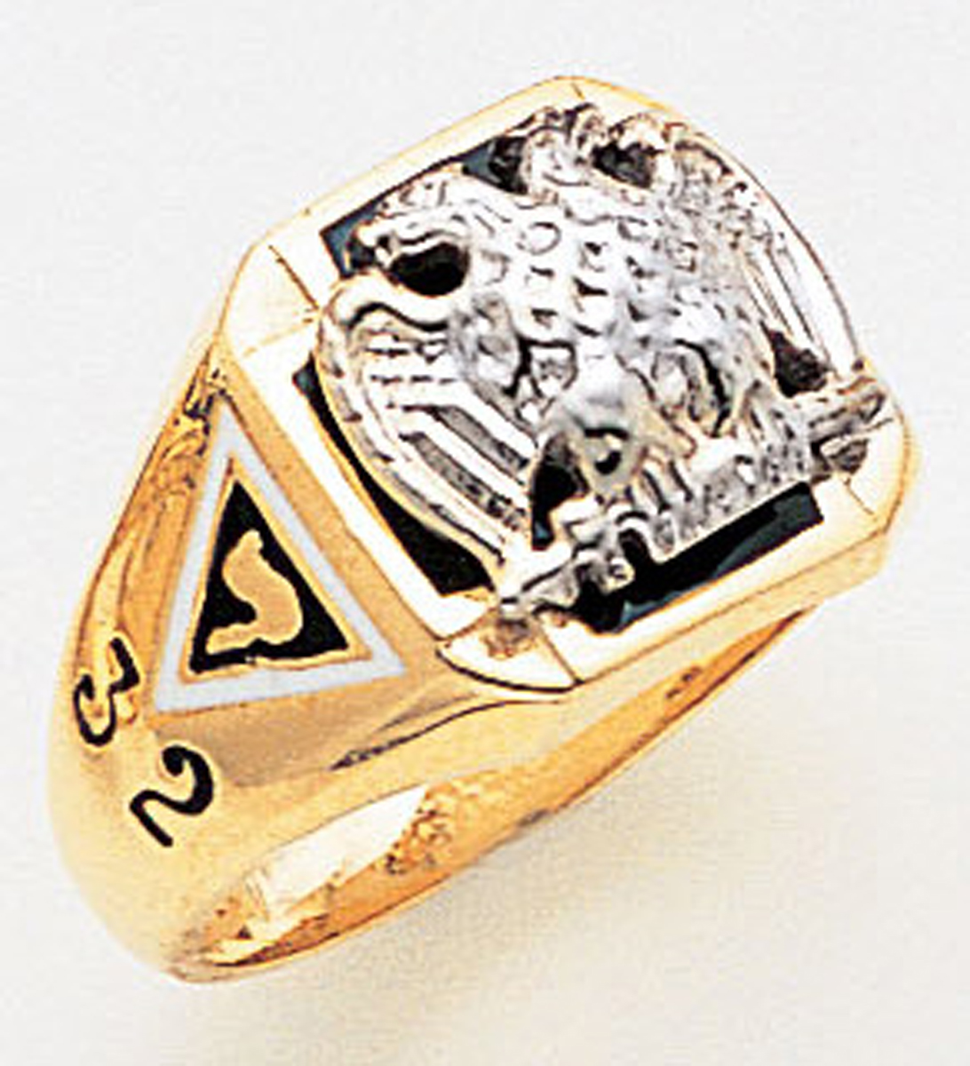 Gold 32 Degree Scottish Rite Ring - 3390 - Solid Back