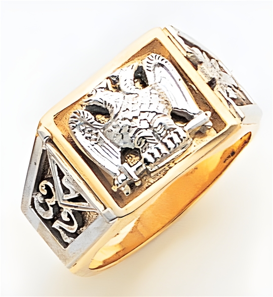 Gold 32 Degree Scottish Rite Ring - 3427 - Solid Back
