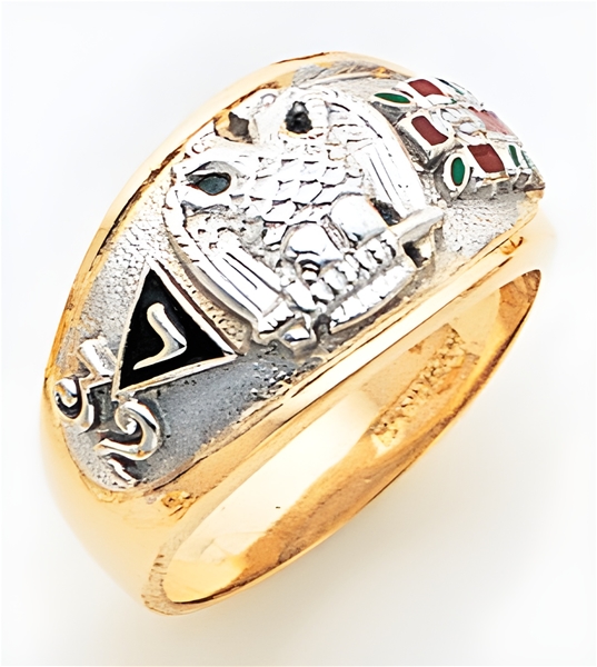 Gold 32 Degree Scottish Rite Ring - 3428 - Solid Back