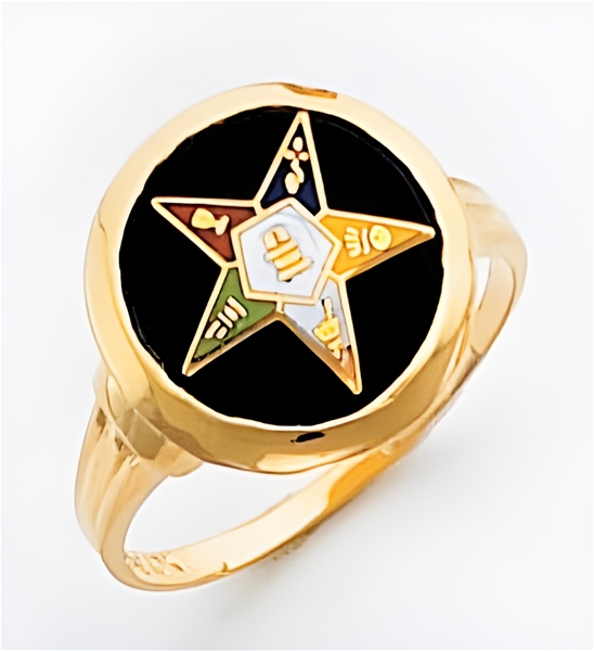 Gold OES Ring with synthetic Onyx stone- 3442