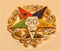OES 50 year service pin with wreath