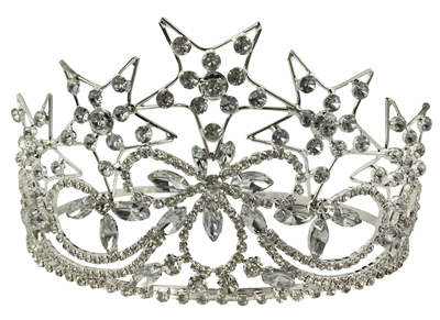 Eastern Star Crown in silver tone with rhinestones and Five Stars