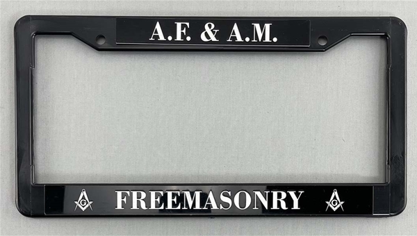 Masonic Black Plastic License Plate Frame