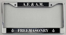 Masonic Black Plastic License Plate Frame