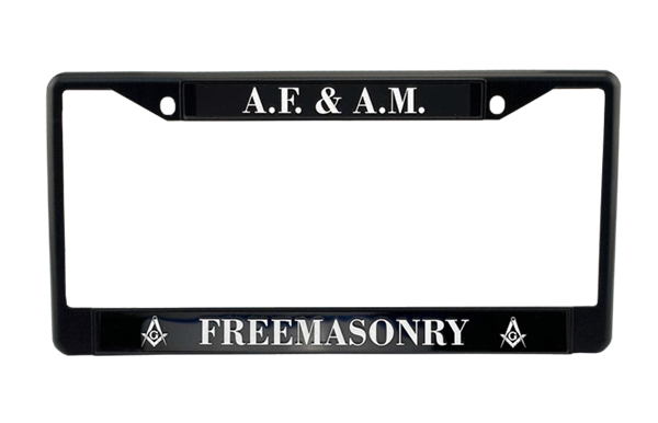 Masonic Black Metal License Plate Frame