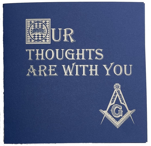 Masonic Our Thoughts Are With You Laser Engraved Card (Set of 6)