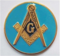 Metal Cast Masonic Emblem with Light Blue Background