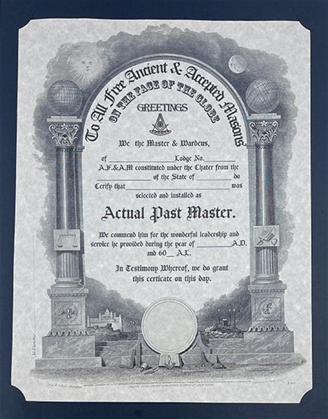 Past Master Certificate with Folder