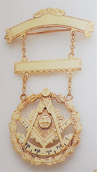 Past Master Swinger Jewel. Gold Filled.Two bars with Square, Compass ...