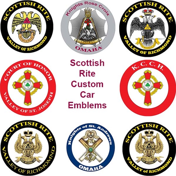 Custom Scottish Rite Aluminum Auto Emblem