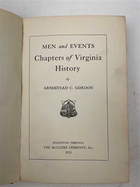Men and Events: Chapters of Virginia History